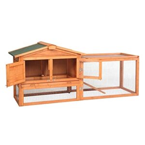 HJL Habitat Supplies Warehouse 61Inch Waterproof Two-Tier Wooden Rabbit Hutch Cage Chicken Coop House Bunny Hen Pet Animal Backyard Completely Friendly (Color : Natural)