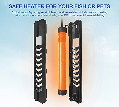 JamgoZoo Aquarium Heater with Thermostat: 100W/200W/300W/500W Fish Tank Heater, 200W Submersible Fresh & Saltwater Heater for Fish Tank with External Temperature Smart LED Display Controller