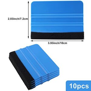 Zorfeter 10 Pcs 4 Inch Felt Edge Squeegee, Car Vinyl Scraper Decal Applicator Tool for Window Tint, Wallpaper, Decal Sticker Installation, with Black Felt Edge