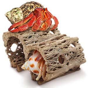 jor 3" cholla wood log, extra hollow cave for hermit crabs, chew toy for shrimps, plecos, organic aquarium driftwood decoration, 2 pcs per pack