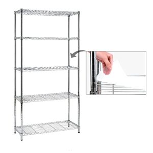 efine chrome 5-shelf shelving unit with 5-shelf liners, nsf adjustable heavy duty steel wire shelves, 350lbs loading capacity per shelf, storage rack(36w x 14d x 72h) pole diameter 1 inch