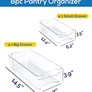 Utopia Home Value Pack of 6 Pc (5 Drawers, 1 Egg Holding Tray) and 8 Pc Pantry Organizers (4 Large, 4 Small Drawers)- Plastic Organizers for Freezers