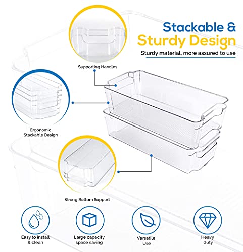 Utopia Home Value Pack of 6 Pc (5 Drawers, 1 Egg Holding Tray) and 8 Pc Pantry Organizers (4 Large, 4 Small Drawers)- Plastic Organizers for Freezers