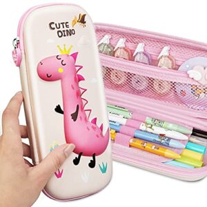 unicorn pencil case for kids girls,3d eva cute pencil pouch,medium capacity portable multifunction pen bag for girls kids teen (cute dino)