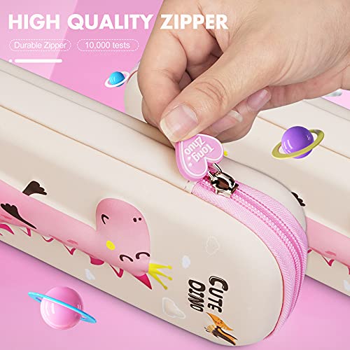 Unicorn Pencil Case for Kids Girls,3D EVA Cute Pencil Pouch,Medium Capacity Portable Multifunction Pen Bag for Girls Kids Teen (Cute Dino)