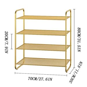 RETYOVE Simple 4-Tier Shoe Rack,Heavy Duty Home Hallway Metal Shoe Rack Storage Organizer,Free Standing Shoe Shelf for Entryway for 12-16 Pairs of Shoes Gold