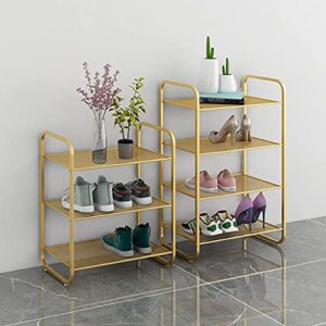 RETYOVE Simple 4-Tier Shoe Rack,Heavy Duty Home Hallway Metal Shoe Rack Storage Organizer,Free Standing Shoe Shelf for Entryway for 12-16 Pairs of Shoes Gold