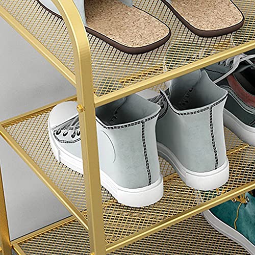 RETYOVE Simple 4-Tier Shoe Rack,Heavy Duty Home Hallway Metal Shoe Rack Storage Organizer,Free Standing Shoe Shelf for Entryway for 12-16 Pairs of Shoes Gold