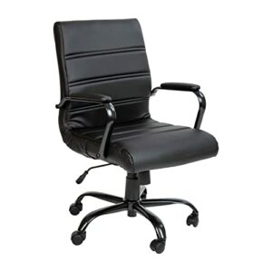 flash furniture whitney mid-back desk chair - black leathersoft executive swivel office chair with black frame - swivel arm chair