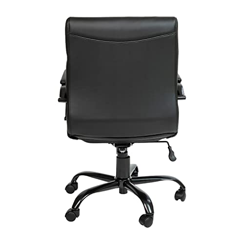 Flash Furniture Whitney Mid-Back Desk Chair - Black LeatherSoft Executive Swivel Office Chair with Black Frame - Swivel Arm Chair