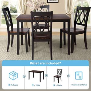 Harper & Bright Designs Dining Table Set, 5 Piece Kitchen Dining Table Set, Wooden Dining Table and Chair Set, Kitchen Dining Room Furniture (Black+Cherry)