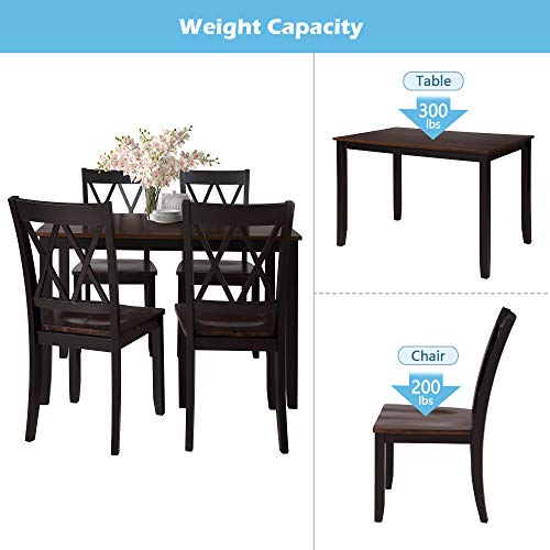 Harper & Bright Designs Dining Table Set, 5 Piece Kitchen Dining Table Set, Wooden Dining Table and Chair Set, Kitchen Dining Room Furniture (Black+Cherry)