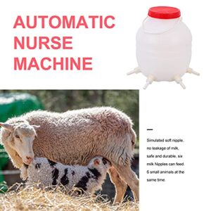 YARDWE 8L Animal Feeding Bottle Lamb Milk Bucket with 6 Silicone Nipples Large Capacity Nurse Feeder Pot for Calf Sheep Little Goat Baby Pig Dog Pet