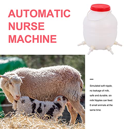 YARDWE 8L Animal Feeding Bottle Lamb Milk Bucket with 6 Silicone Nipples Large Capacity Nurse Feeder Pot for Calf Sheep Little Goat Baby Pig Dog Pet