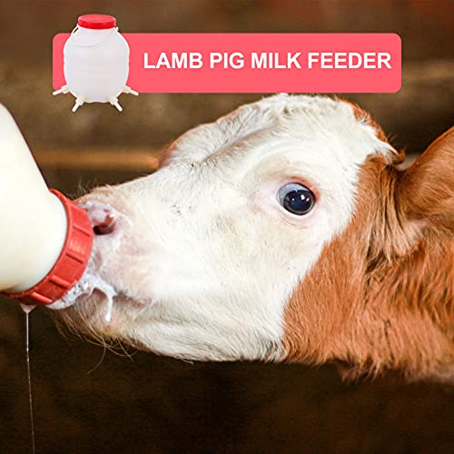 YARDWE 8L Animal Feeding Bottle Lamb Milk Bucket with 6 Silicone Nipples Large Capacity Nurse Feeder Pot for Calf Sheep Little Goat Baby Pig Dog Pet