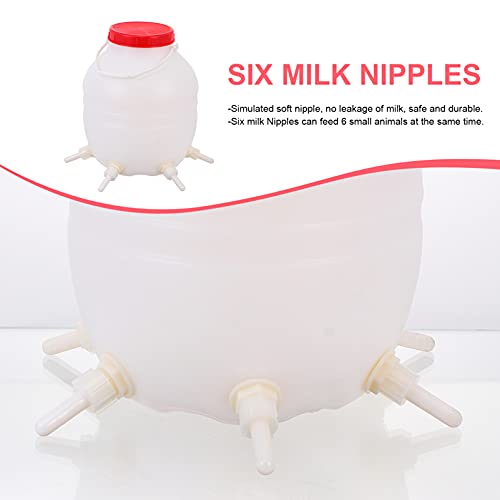 YARDWE 8L Animal Feeding Bottle Lamb Milk Bucket with 6 Silicone Nipples Large Capacity Nurse Feeder Pot for Calf Sheep Little Goat Baby Pig Dog Pet