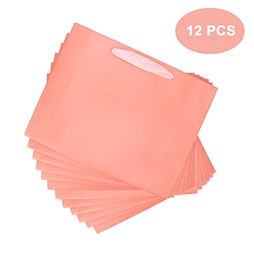 Dasofine Pink Gift Bags, 12pcs 10.86'' × 3.14'' × 8.5'' Small Paper Bags with Handle, Party Favor Gift Bags, Shopping Bags Bulk Crafts Retail Goodies Bags