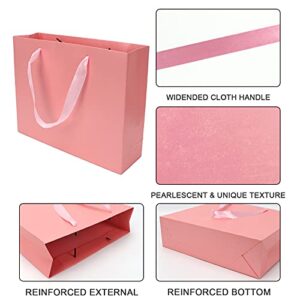 Dasofine Pink Gift Bags, 12pcs 10.86'' × 3.14'' × 8.5'' Small Paper Bags with Handle, Party Favor Gift Bags, Shopping Bags Bulk Crafts Retail Goodies Bags