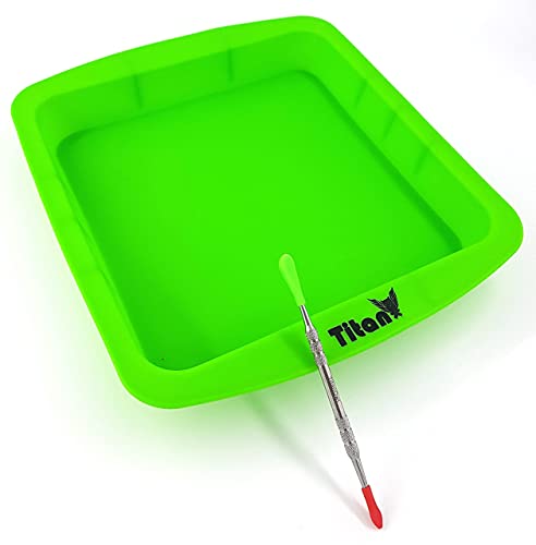 Silicone Tray Pan Cake Pastry Container approx 8"x8" with two 4.75 inch Scrape Carving Tool