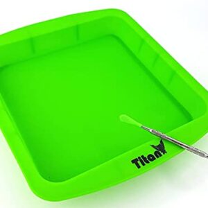 Silicone Tray Pan Cake Pastry Container approx 8"x8" with two 4.75 inch Scrape Carving Tool