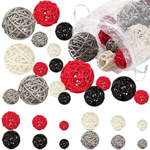 shappy 24 pieces rattan ball decorations wicker rattan balls with organza bag for vase bowl filler christmas tree ornaments wedding centerpieces home patio garden hanging decoration