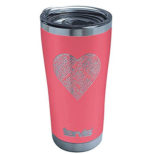 Tervis Breast Cancer Awareness - Pink Ribbon Heart Engraved Triple Walled Insulated Tumbler Travel Cup Keeps Drinks Cold & Hot, 20oz, Berry Blush