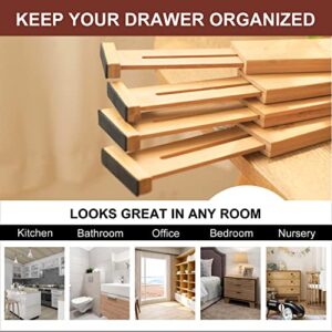 DICOBEE Bamboo Kitchen Drawer Dividers Organizers, (Large (17"-22")) Expandable Drawer Organizer, Adjustable Bamboo Dividers For Kitchen Drawers, Dresser, Bedroom, Bathroom, and Office, 4 Pack