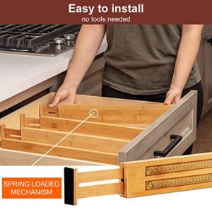 DICOBEE Bamboo Kitchen Drawer Dividers Organizers, (Large (17"-22")) Expandable Drawer Organizer, Adjustable Bamboo Dividers For Kitchen Drawers, Dresser, Bedroom, Bathroom, and Office, 4 Pack