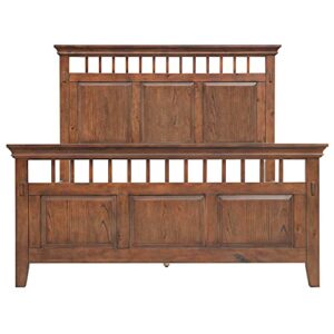 Sunset Trading Mission Bay King Bed | Amish Brown Solid Wood | Headboard and Footboard Panel