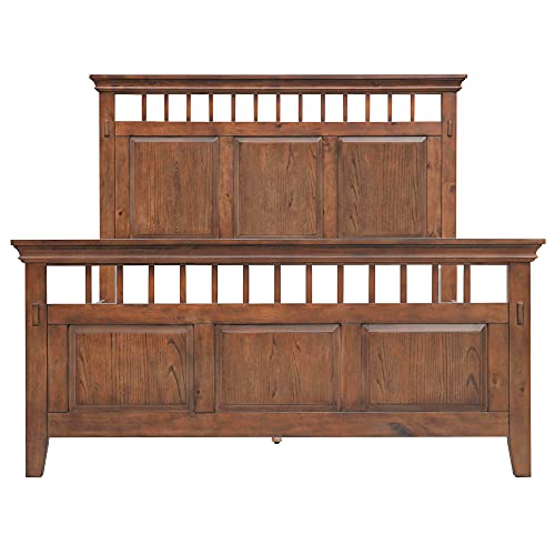 Sunset Trading Mission Bay King Bed | Amish Brown Solid Wood | Headboard and Footboard Panel