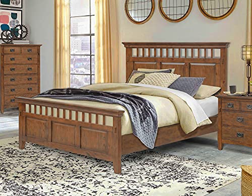 Sunset Trading Mission Bay King Bed | Amish Brown Solid Wood | Headboard and Footboard Panel