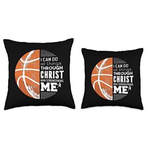 Christian Basketball Can Do All Things Through Christ Throw Pillow, 16x16, Multicolor