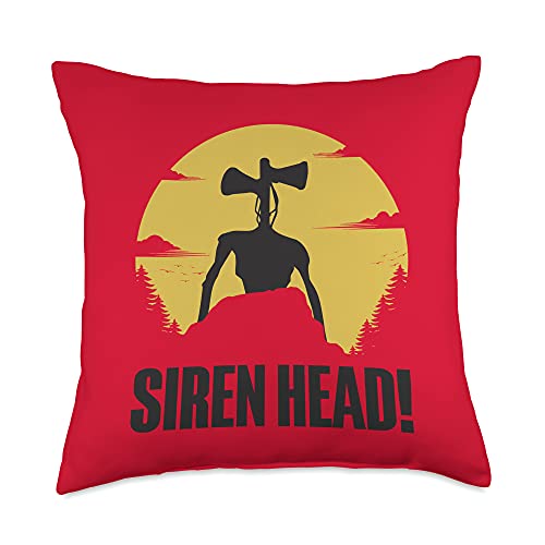 Scary Siren Head Creature & Sunset Mountain Creepy Siren Head Costume for Kids Boys & Girls-Folklore Throw Pillow, 18x18, Multicolor