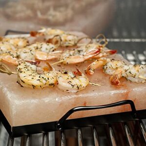 DOITOOL Iron Salt Block Holder Salt Block Cooking Plate Salt Slab Plate and Grilling Stone Cooking Tray