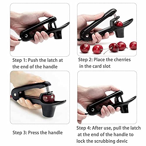 Fruit & Vegetable Pitters,Cherrys Pitter Tool,Pressable Labor-Saving ABS Cherrys Olive Remover Tool,Suitable for Cherrys, Jujube,Grape,Olive,Hawthorn,Black