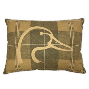 Boston Linen Company Ducks Unlimited DU Plaid Polycotton Oblong Pillow - Throw Pillow for Couch & Bed - Soft & Comfortable Duck Pillow - Indoor/Outdoor Decorative Pillow - Brown (14 x 20)