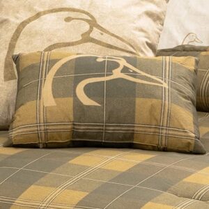 Boston Linen Company Ducks Unlimited DU Plaid Polycotton Oblong Pillow - Throw Pillow for Couch & Bed - Soft & Comfortable Duck Pillow - Indoor/Outdoor Decorative Pillow - Brown (14 x 20)