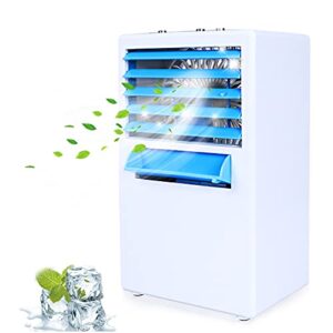 portable air conditioner fan, mini air cooler desk fan with icebox, 4-in-1 evaporative air cooler with 3 fan speeds, quiet mini air conditioner for home & office, portable air humidifier