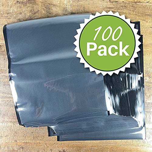 15-inch by 18-inch FoodVacBags Commercial Jumbo Black & Clear Embossed Vacuum Sealer Bags, Industrial Size Storage for Food, Herbs, Pizza, Clothing, Documents (100 Pack)