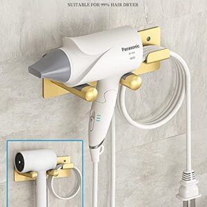 Hair Dryer Holder Wall Mounted, Self Adhesive Blow Dryer Holder Hair Dryer Organizer Hair Dryer Holder Wall Mounted Compatible with Dyson Blow Dryer Gold Banjekt