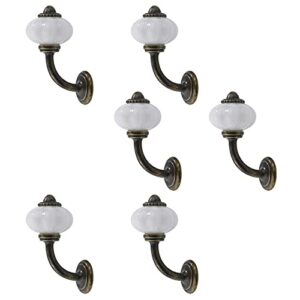 increway 6pcs metal wall mounted hooks, decorative heavy duty hooks, rustic vintage single hanger with white pumpkin for hanging towel bag coat hat garage (bronze)