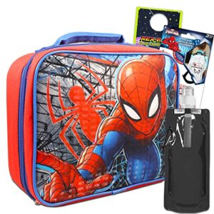 marvel shop spiderman lunch bag for boys, kids bundle ~ spiderman lunch box and cars water bottle set for spiderman school supplies with spiderman stickers and more (superhero school lunch)