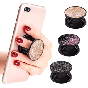 dabubu new version phone holder 3 pack black purple pink glitter art expanding grip stand finger holder for smartphone and tablets