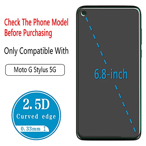 HPTech (2 Pack) Screen Protector Designed for Moto G Stylus 5G Tempered Glass, 9H Hardness, Anti Scratch, Bubble Free, Easy to Install