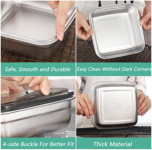 Stainless Steel Food Storage Container with Lids 3pcs set Leak-Proof Large Durable Bento salad container , Lunch Box, For Kimchi, Fruit and Salad -Home family, Picnic, Camping (Black Rectaugular)