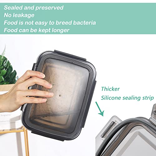 Stainless Steel Food Storage Container with Lids 3pcs set Leak-Proof Large Durable Bento salad container , Lunch Box, For Kimchi, Fruit and Salad -Home family, Picnic, Camping (Black Rectaugular)