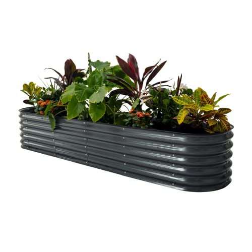 Vego garden Raised Garden Bed Kits, 17" Tall 9 in 1 8ft X 2ft Metal Raised Planter Bed for Vegetables Flowers Ground Planter Box-Modern Gray