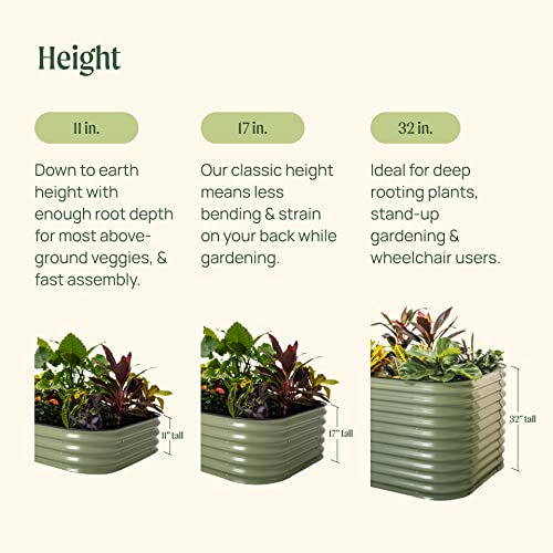 Vego garden Raised Garden Bed Kits, 17" Tall 9 in 1 8ft X 2ft Metal Raised Planter Bed for Vegetables Flowers Ground Planter Box-Modern Gray