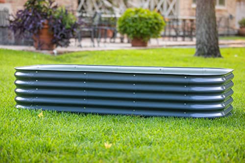 Vego garden Raised Garden Bed Kits, 17" Tall 9 in 1 8ft X 2ft Metal Raised Planter Bed for Vegetables Flowers Ground Planter Box-Modern Gray