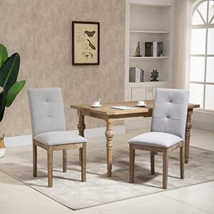 homcom linen high back dining chairs set of 2, with armless design and tufted fabric cushion, grey